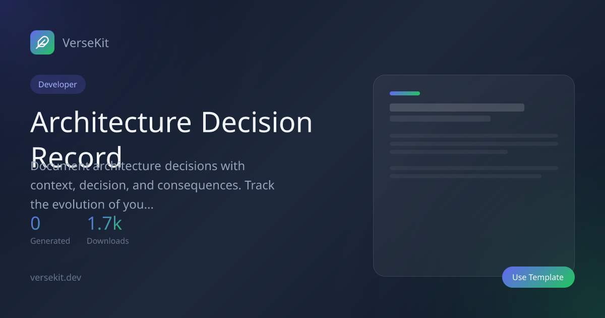 Architecture Decision Record - Free Document Template | VerseKit