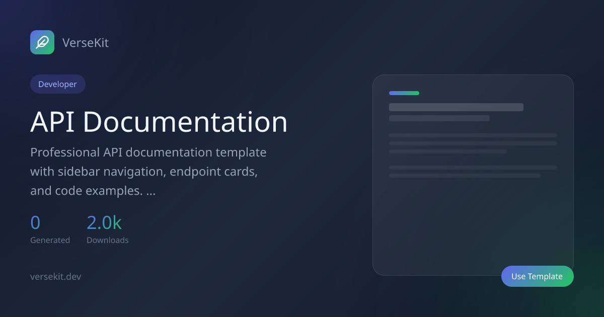 API Documentation - Free Document Template | VerseKit