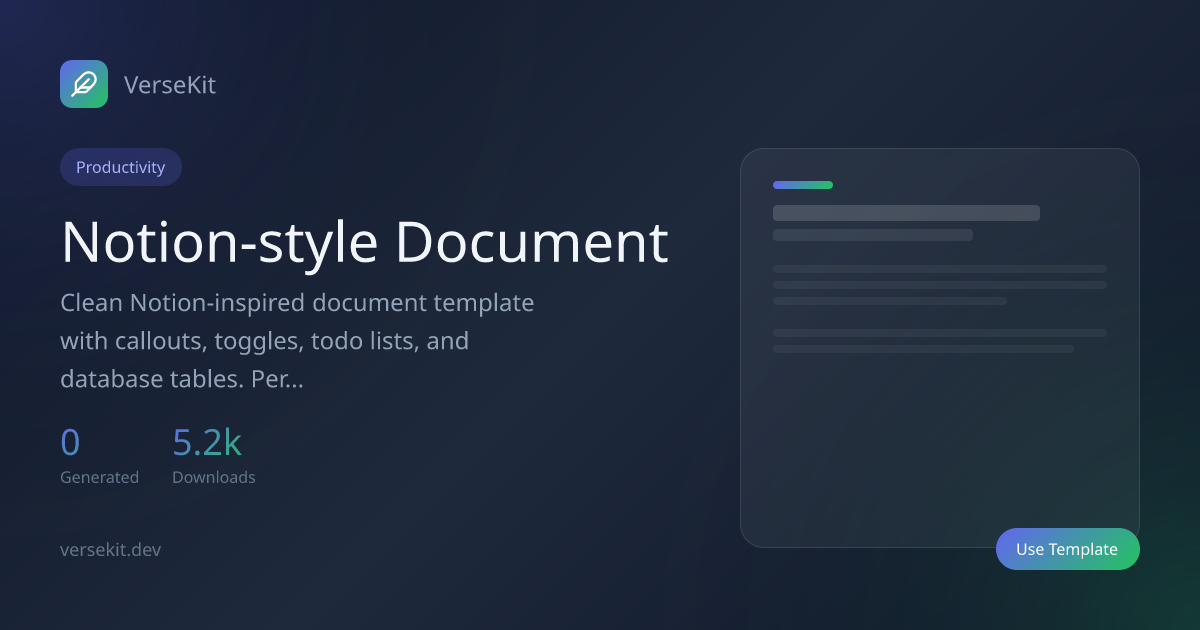 Notion-style Document - Free Document Template | VerseKit