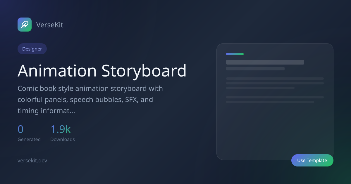 Animation Storyboard - Free Document Template | VerseKit