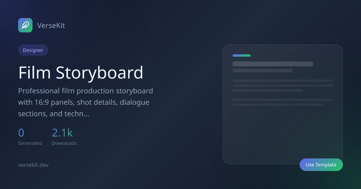 Film Storyboard - Free Document Template | VerseKit