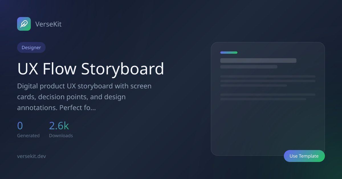 UX Flow Storyboard - Free Document Template | VerseKit